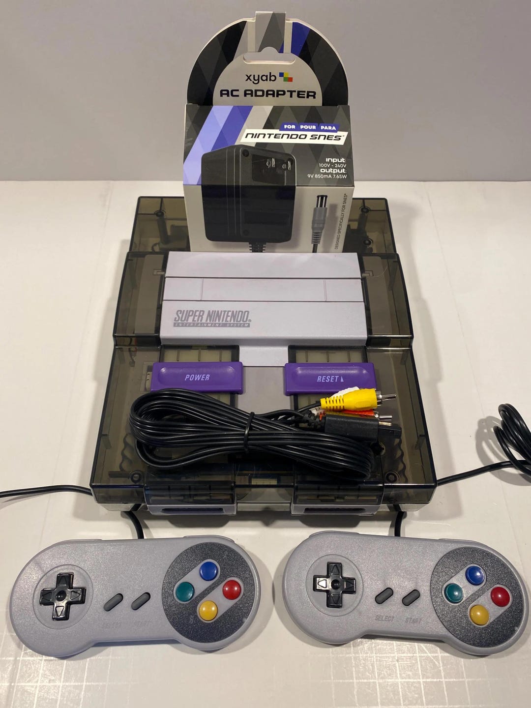 Custom SNES LED Smoked Clear Retro Shell Starter Bundle & Multi-color ...