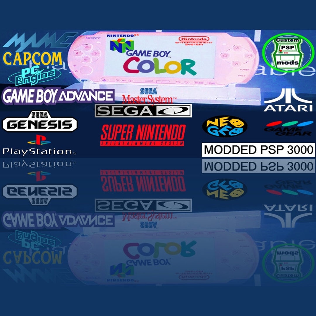 Blue PSP 3000 Import Custom Modded Game Grab Bag Bundle Mega Pack 128 ...