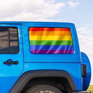 Window Perforated Vinyl Pride LGBTQ Flag See-thru Graphics Fit Jeep ...