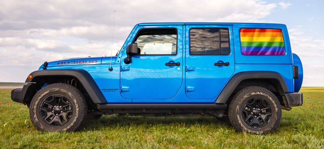 Window Perforated Vinyl Pride LGBTQ Flag See-thru Graphics Fit Jeep ...