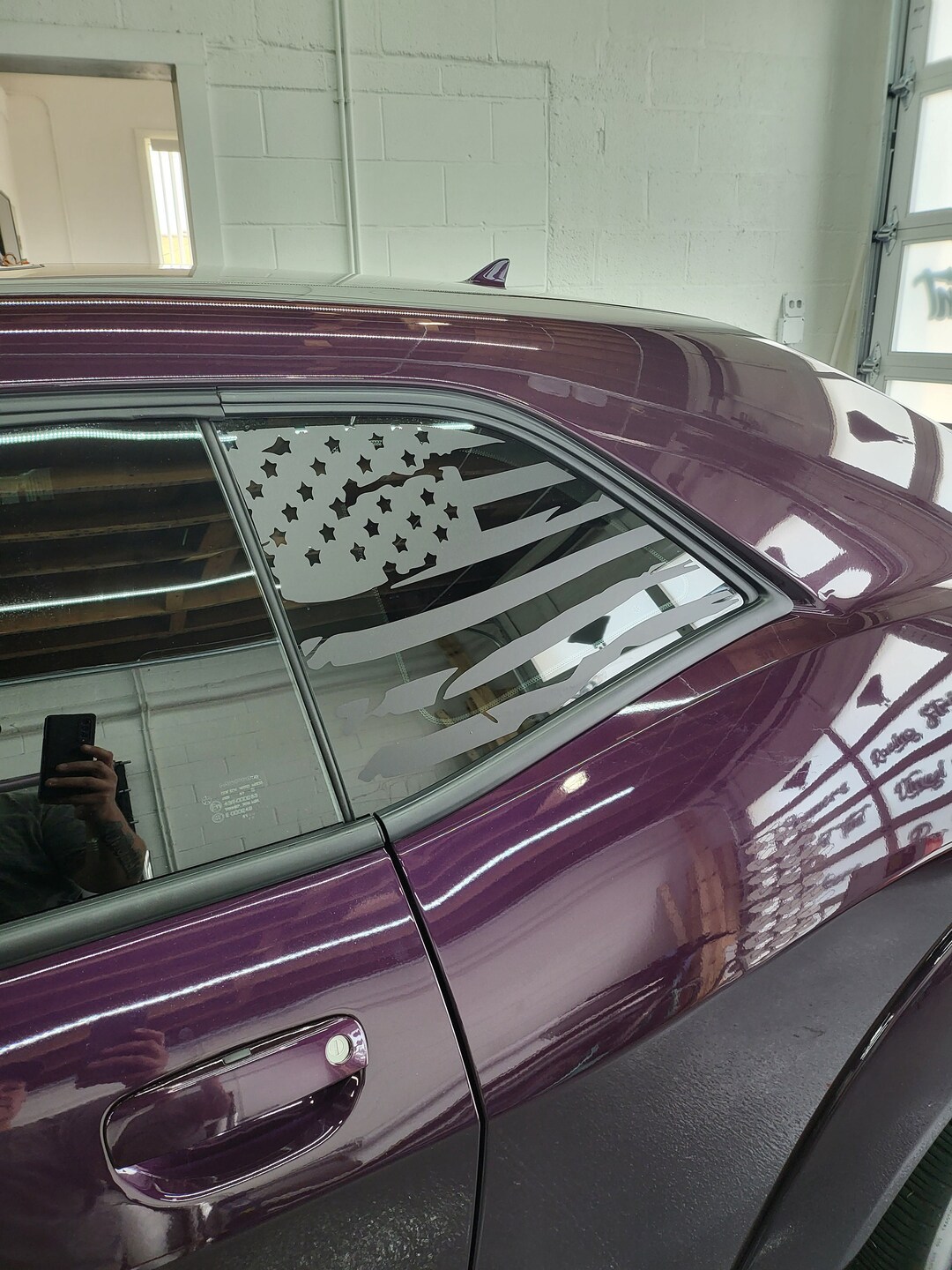 Dodge Challenger Distressed American Flag Window Decals Fits 2008-2023 ...