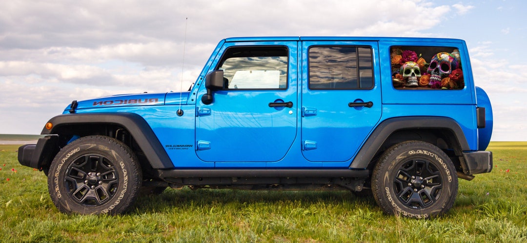 Sugar Skulls Spooky Window Perforated Vinyl Flag See-thru Graphics Fit ...