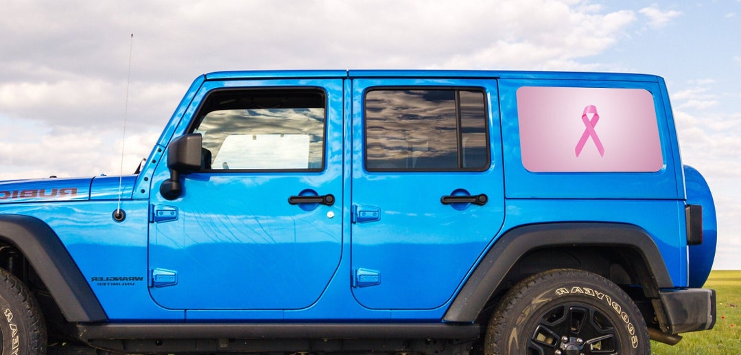 Breast Cancer Window Perforated Vinyl Flag See-thru Graphics Fit Jeep ...