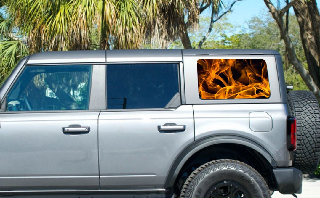 Fire Flames Evil Perforated Vinyl See-thru Graphics Fit 2021 and up ...