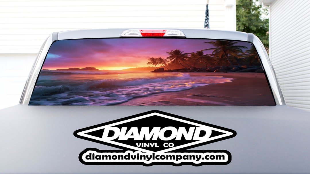 Truck Window Perforated Vinyl Beach Scene See-thru Graphics - Etsy