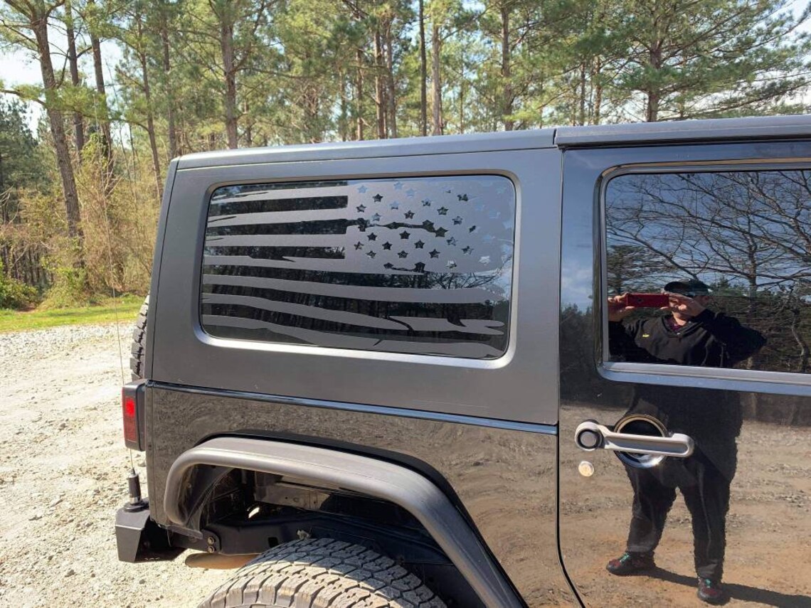 Distressed American Flag Rear Window Decals fit Jeep Wrangler | Etsy