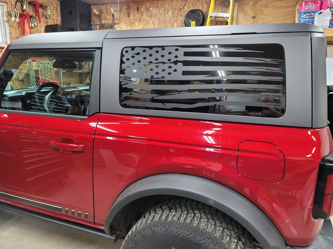 Distressed American Flag Rear Window Decals Fit Ford Bronco 6g Hardtop ...