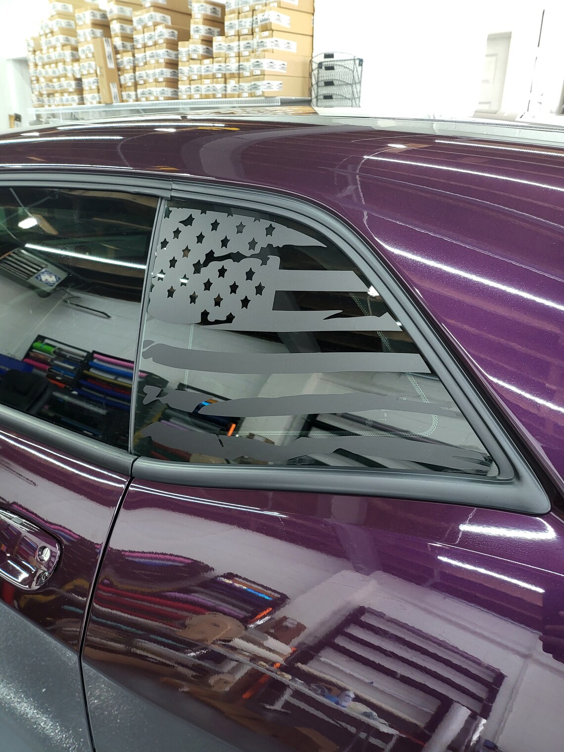 Dodge Challenger Distressed American Flag Window Decals Fits 2008-2023 ...