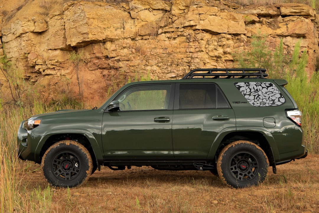 Floral Flowers Print Rear Window Decals Fit 2010-2024 Toyota 4runner ...