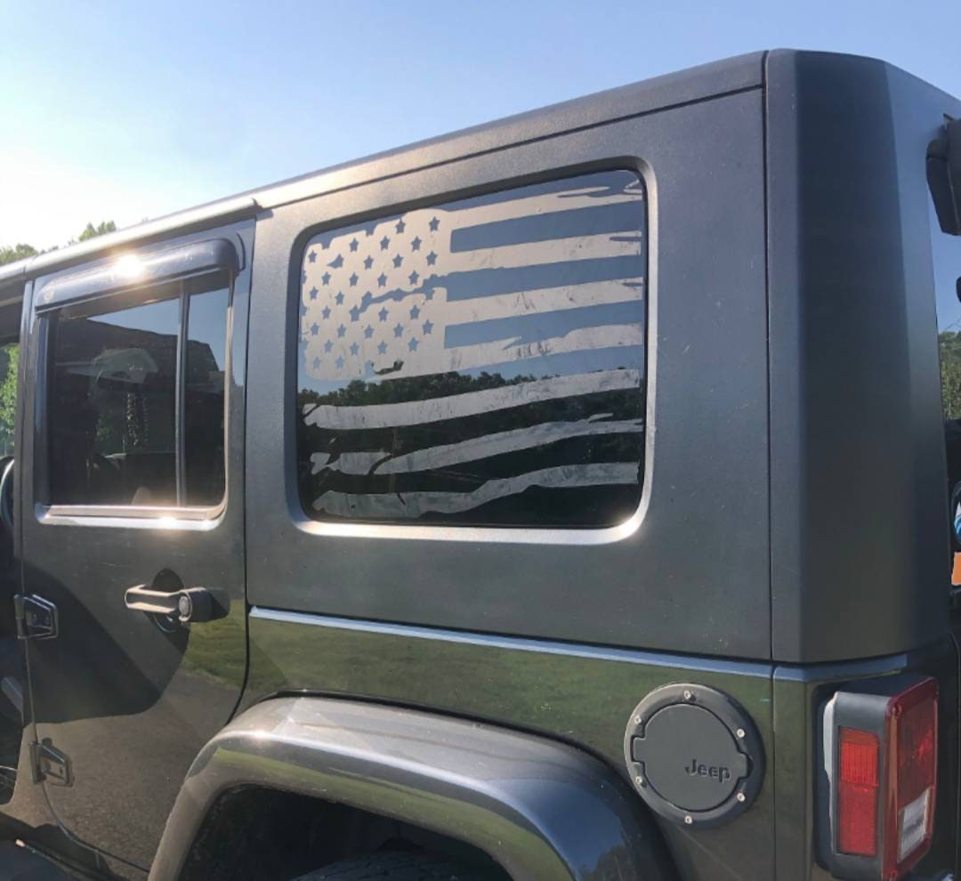 Distressed American Flag Rear Window Decals fit Jeep Wrangler | Etsy