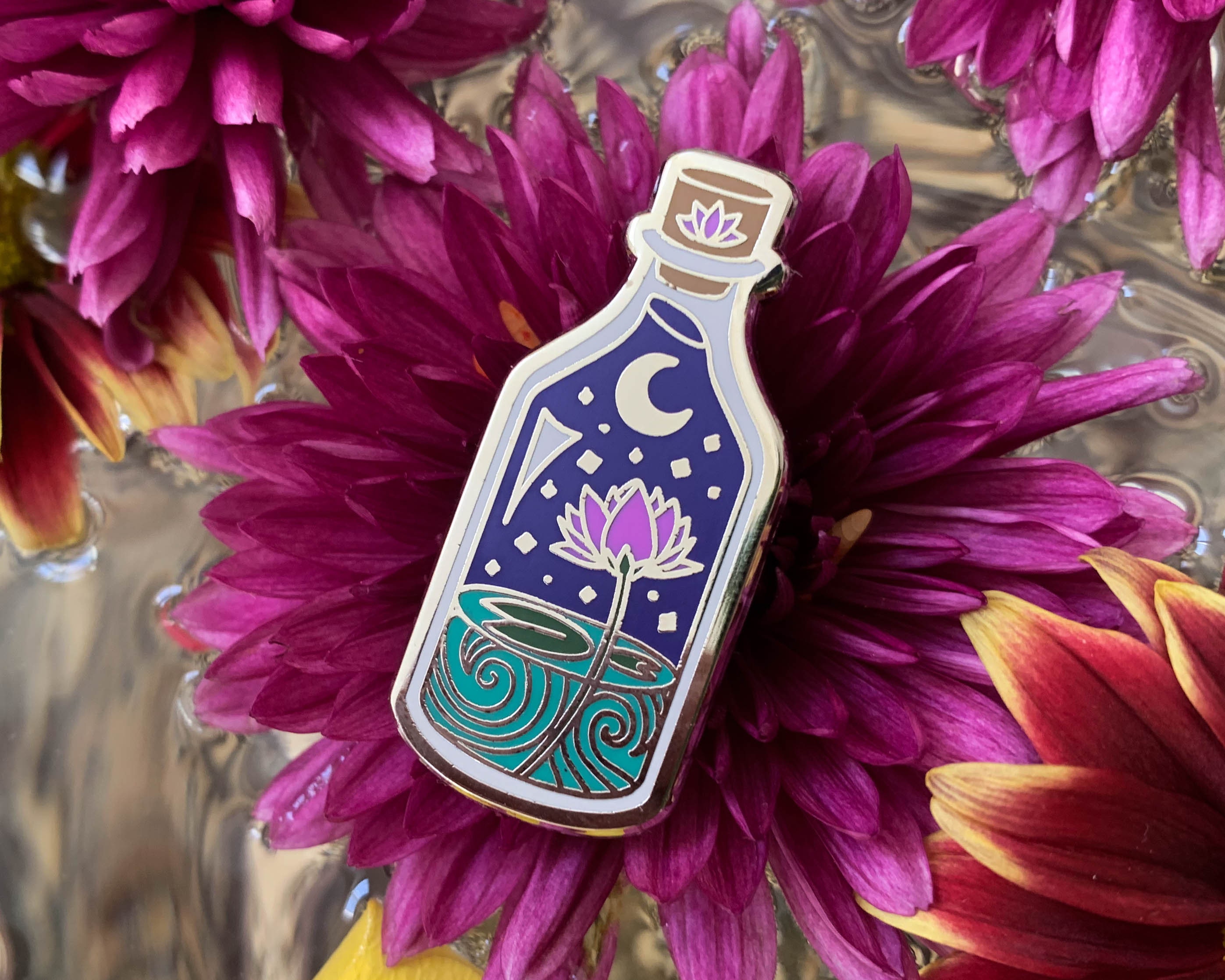 Essence of Nymphaea Enamel Pin | Magic Water Lily in a Witch Bottle ...