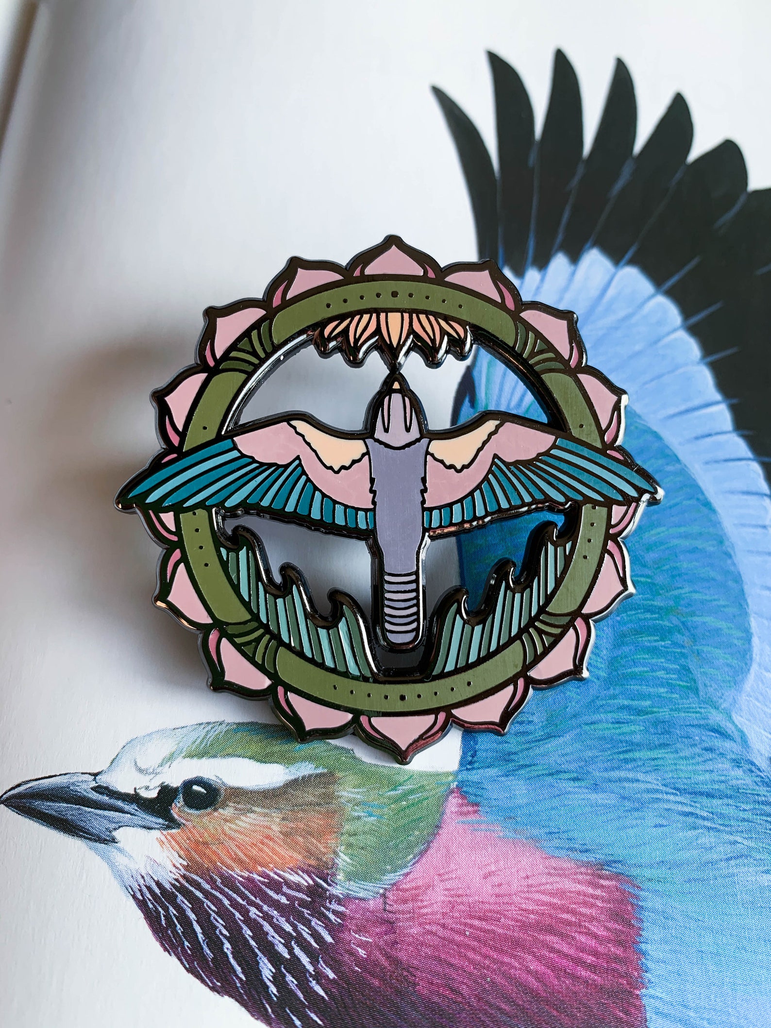 Pastel Lilac Breasted Roller Enamel Pin Pink Hawk Falcon - Etsy