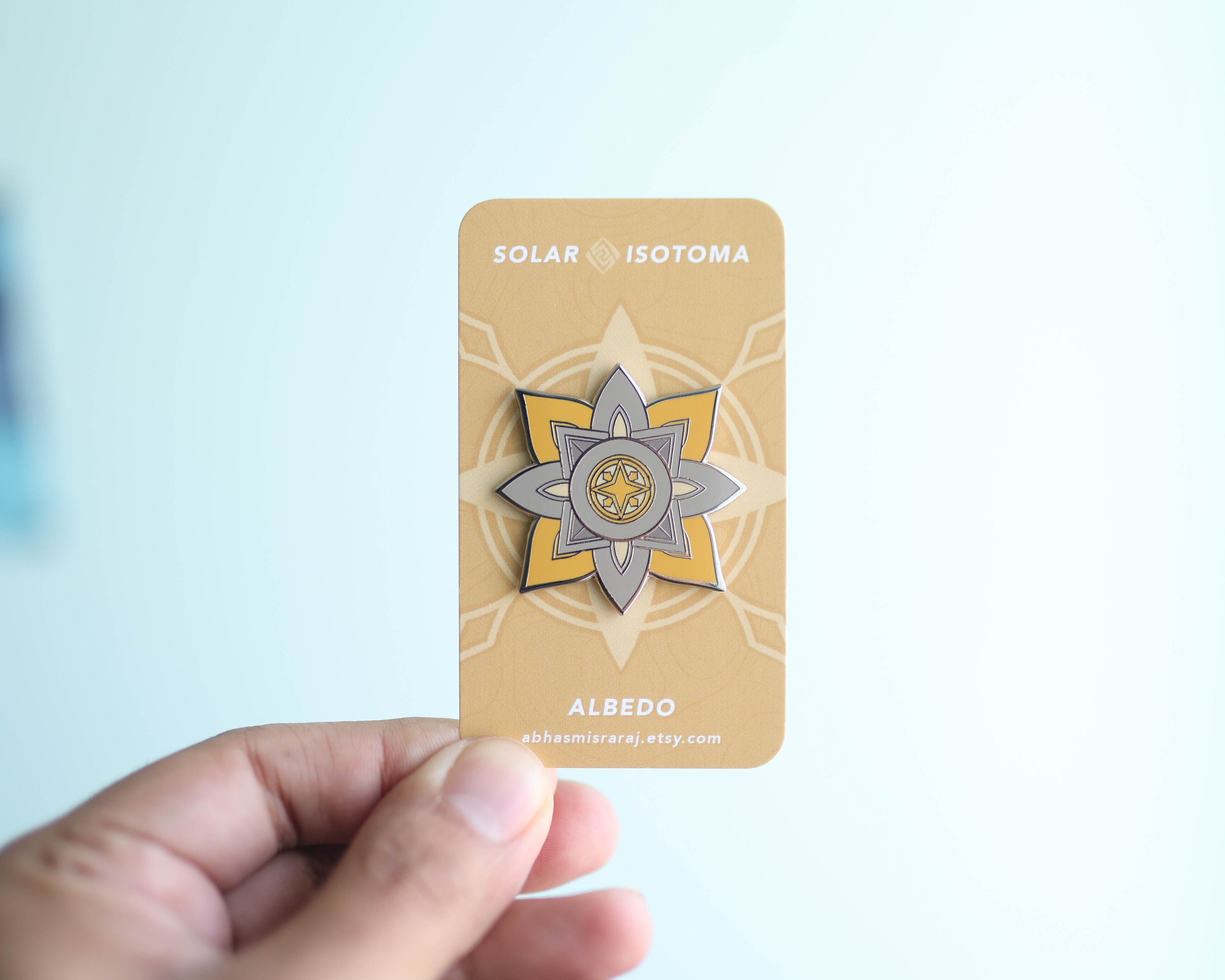 Albedo Genshin Impact Enamel Pin | Solar Isotoma Alchemist Metal Flower ...