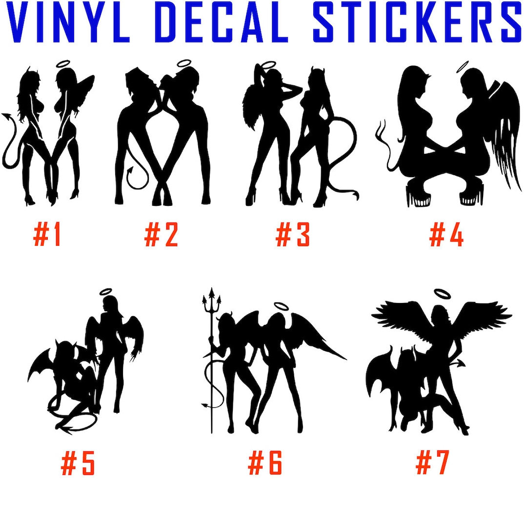 Sexy Angel Devil Yin Yang Symbols Signs Vinyl Decal Sticker Car Wall 6598