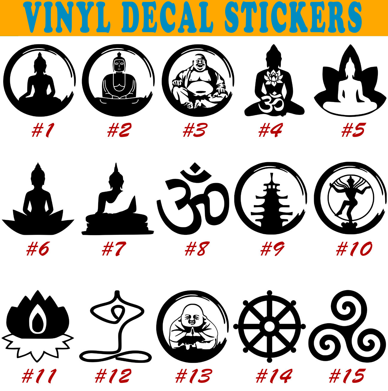 Buddha Yoga Meditation Religion Vinyl Decal Sticker Car Wall Window ...