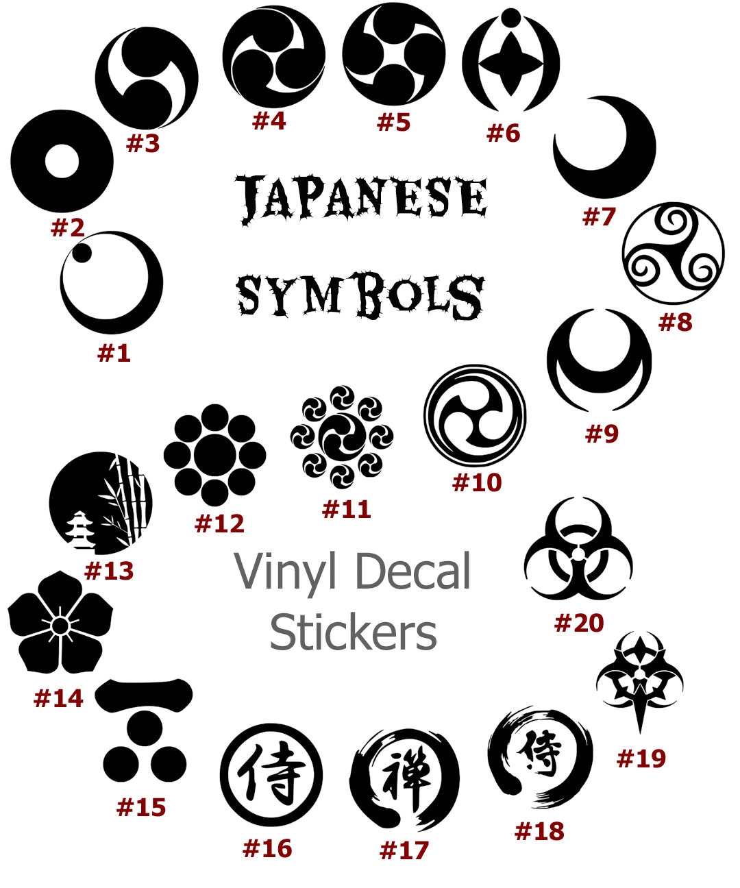 Japanese Symbols Signs Vinyl Decal Sticker Car Wall Window Laptop - Etsy