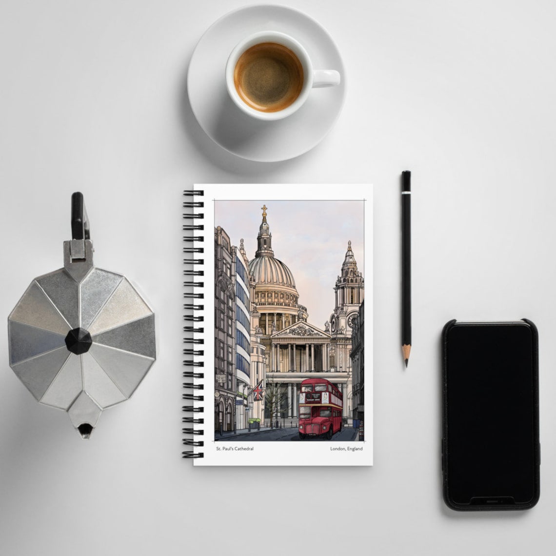 London Spiral Notebook 5.25 8.25 England St. Pauls Cathedral Europe ...