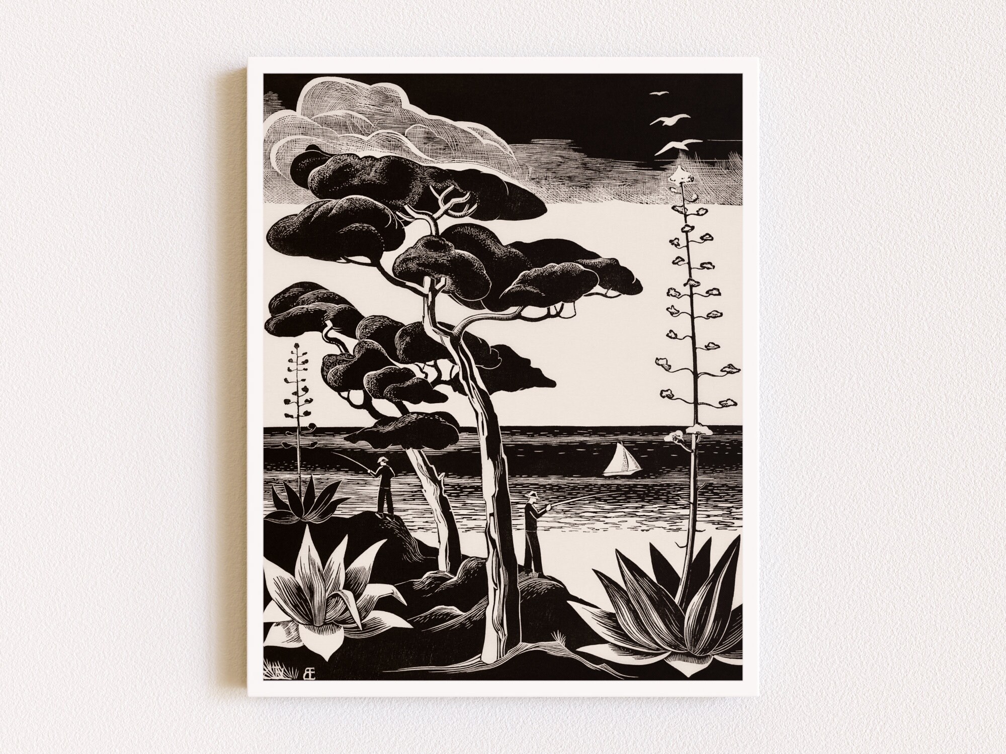 Downloadable Prints Landscape Linocut Print Black and - Etsy