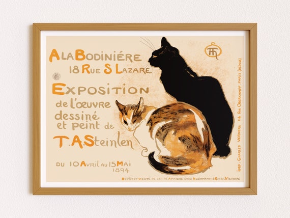 Downloadable Prints French Poster Vintage Cat Poster | Etsy