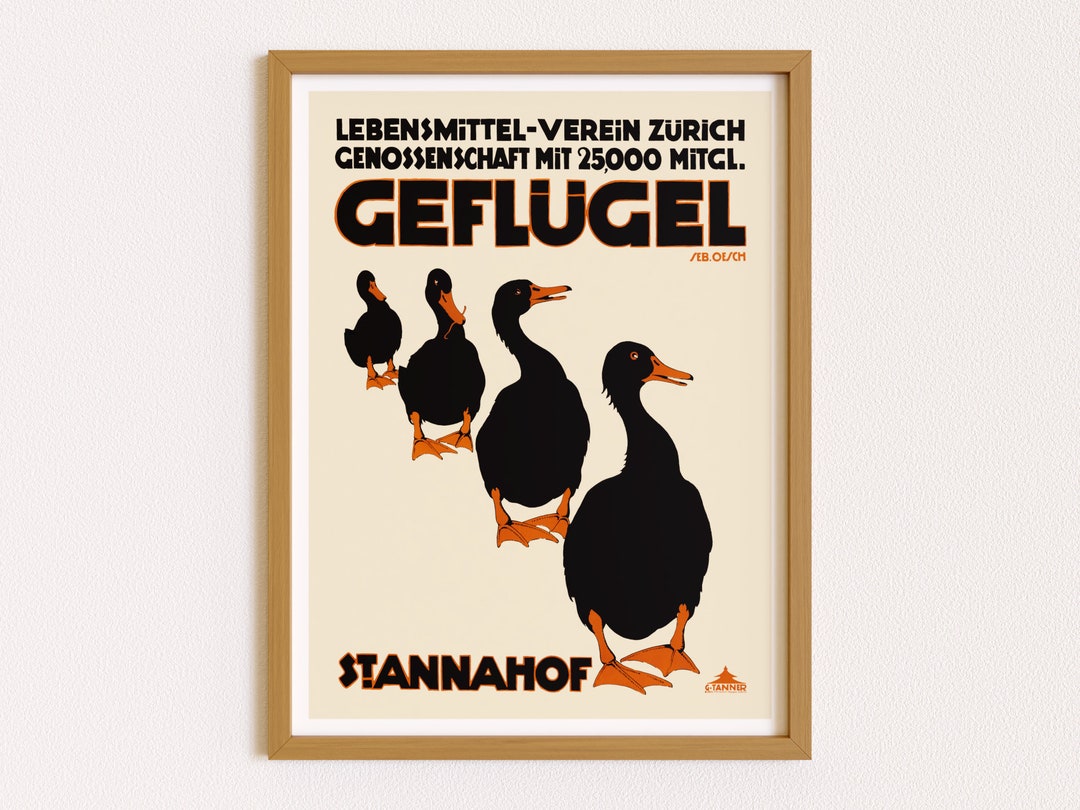 Downloadable Prints Retro Poster Duck Decor Modern - Etsy
