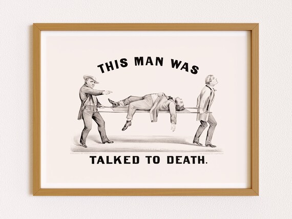 Downloadable Prints Funny Poster Talked to Death Vintage | Etsy