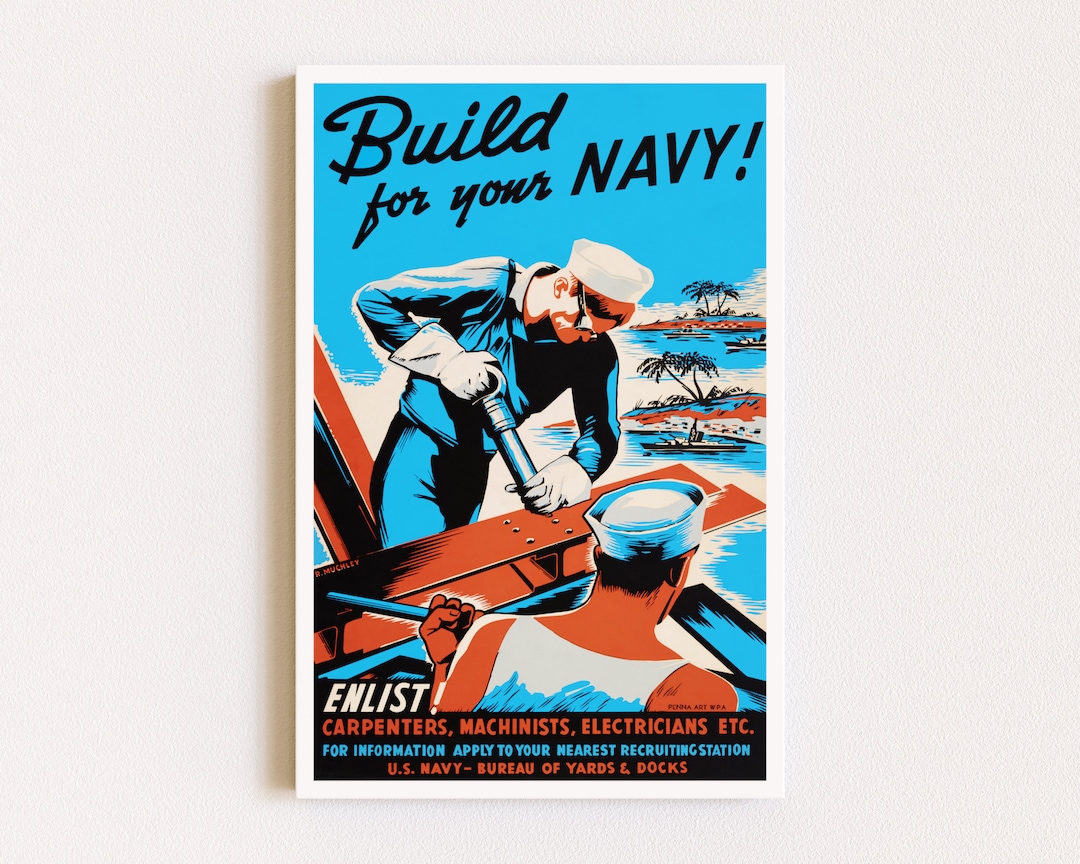 Downloadable Prints | Seabees Poster | Navy Propaganda Poster | Retro ...