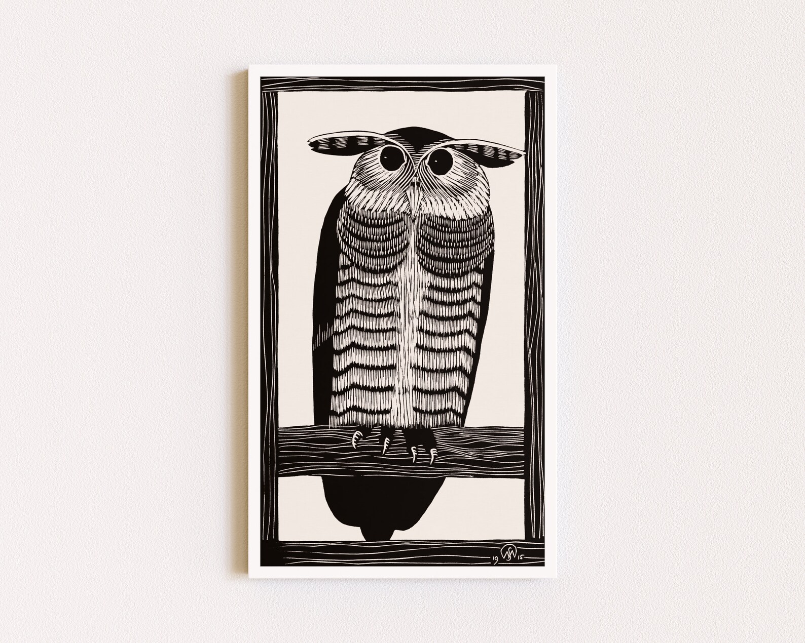 Owl Linocut Bird Linocut Woodland Animals Owl Print | Etsy