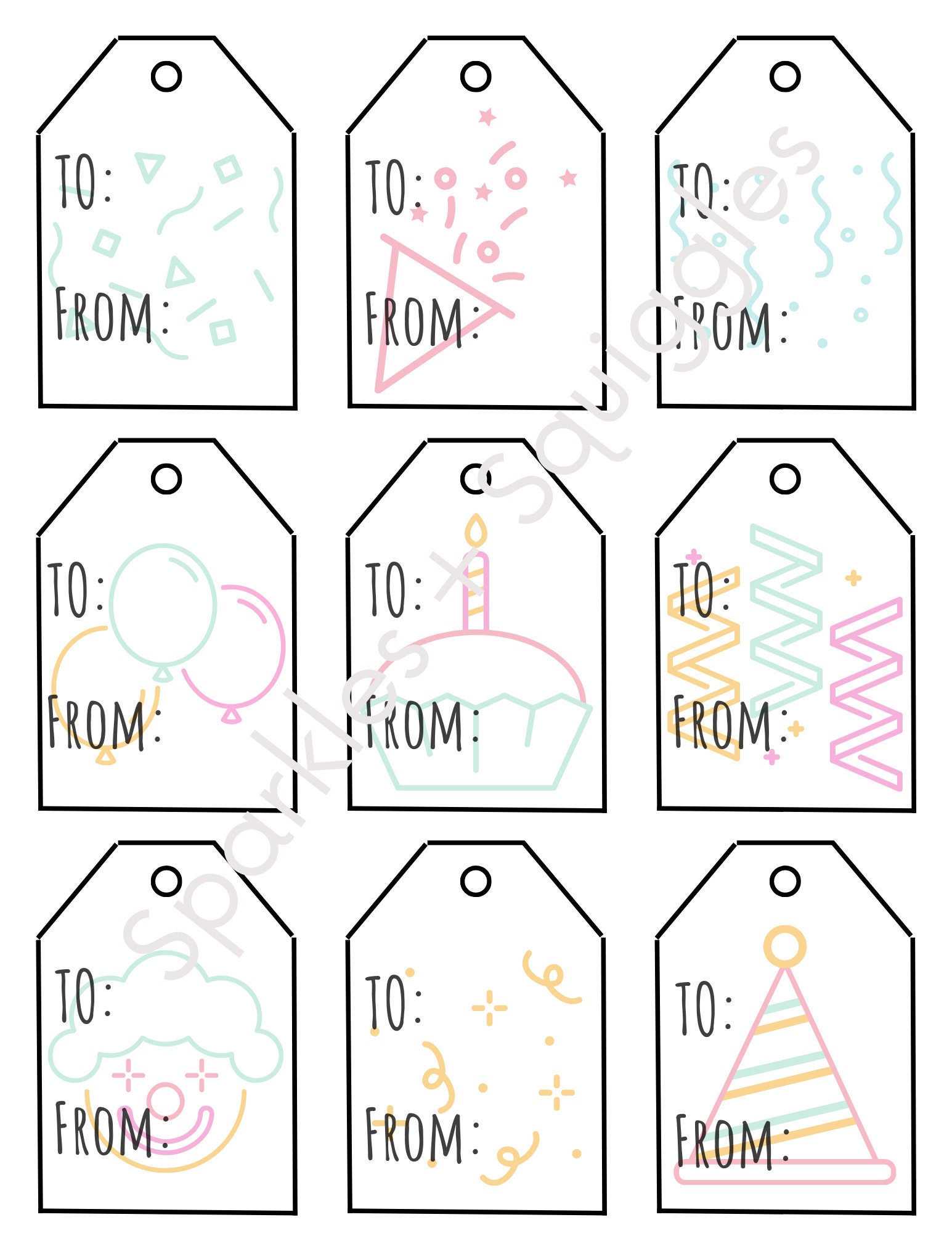Birthday Gift Tags Printable Birthday Party Birthday Tags Printable ...