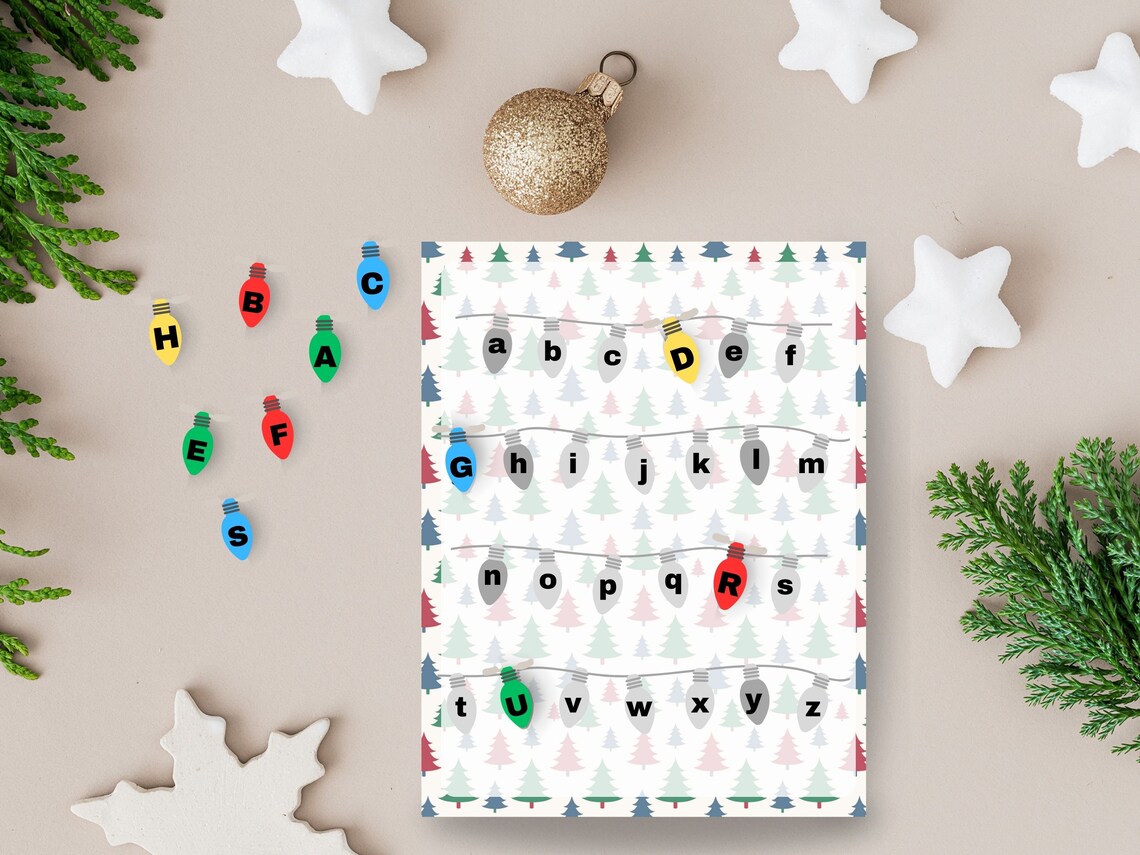 Letter Matching Christmas Theme Activity ABC Lower Case Upper Case ...