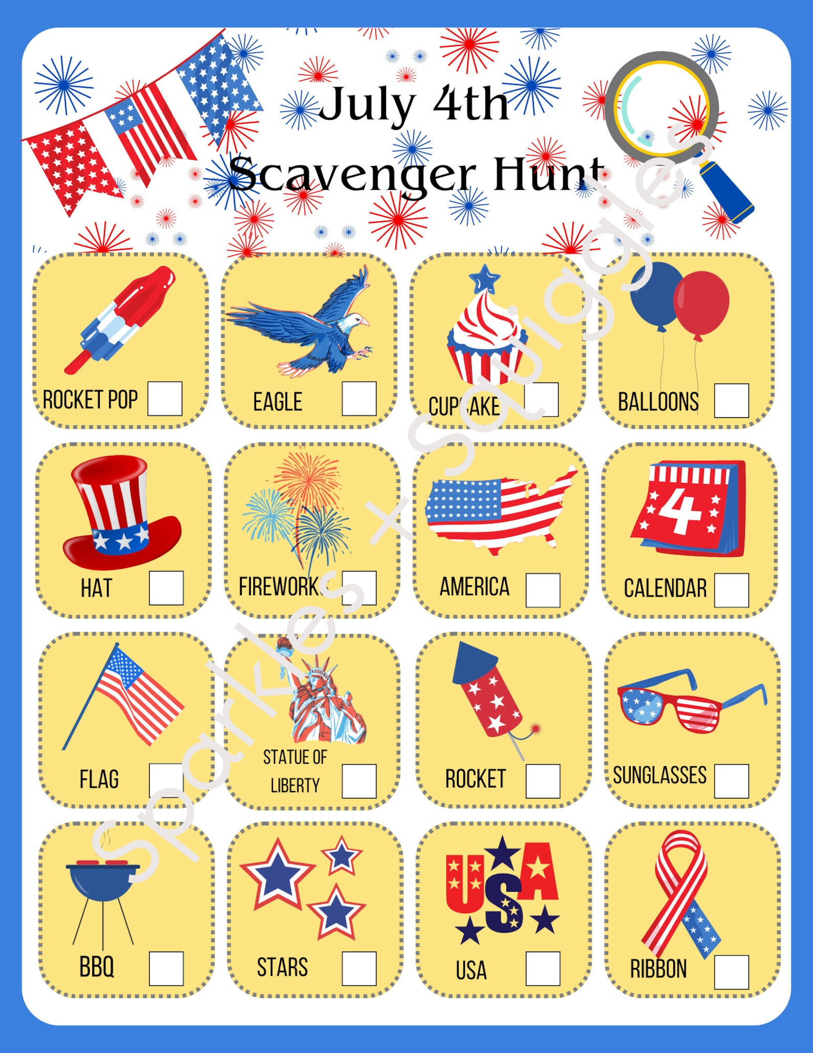 July 4th Scavenger Hunt Printable for Kids | Fourth of July Game ...