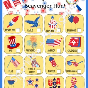 July 4th Scavenger Hunt Printable for Kids | Fourth of July Game ...