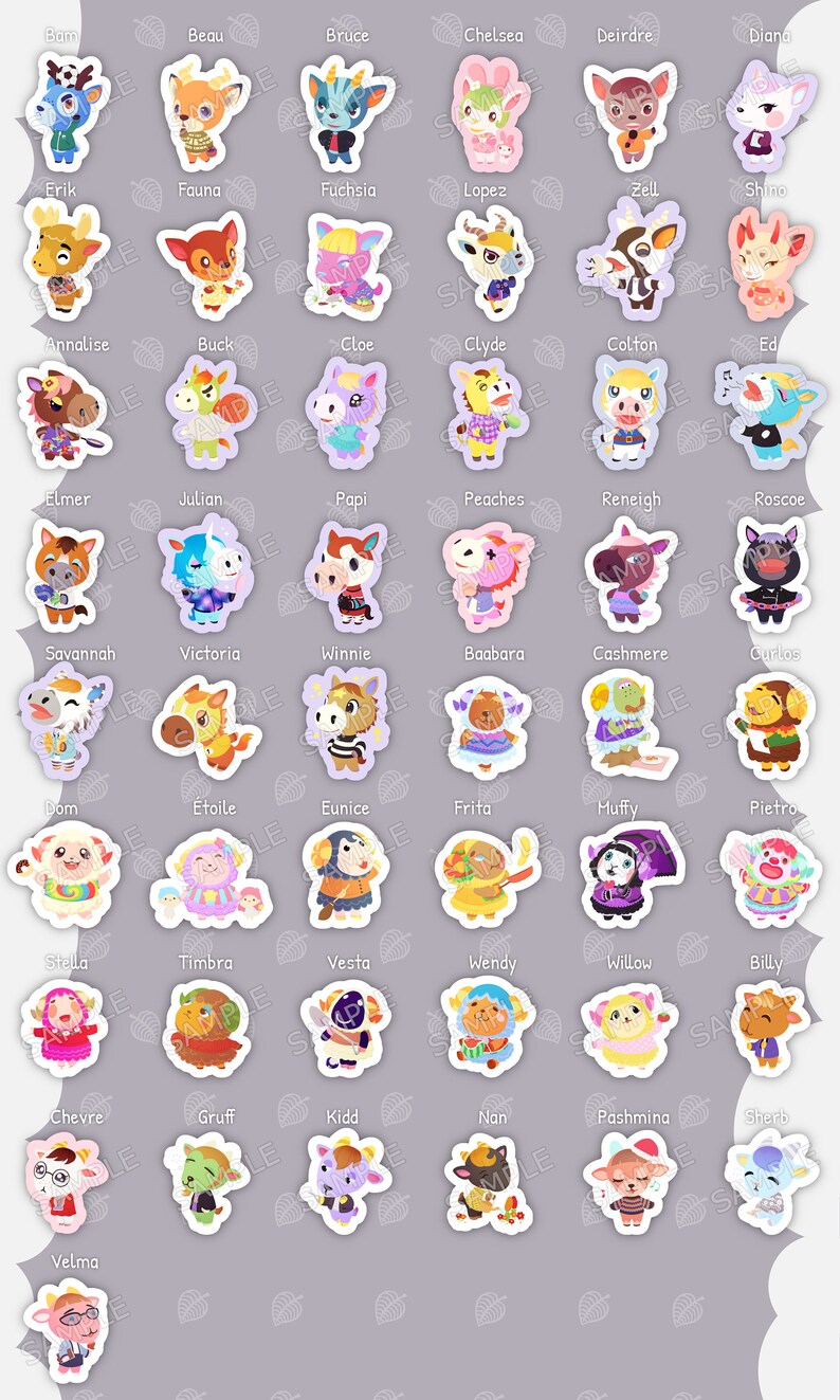 Matte Vinyl Sticker ACNH Villagers and Npcs 418 Different - Etsy Australia
