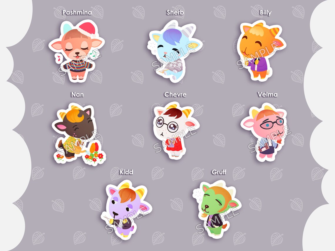 ACNH collection GOATS matte vinyl stickers | Etsy