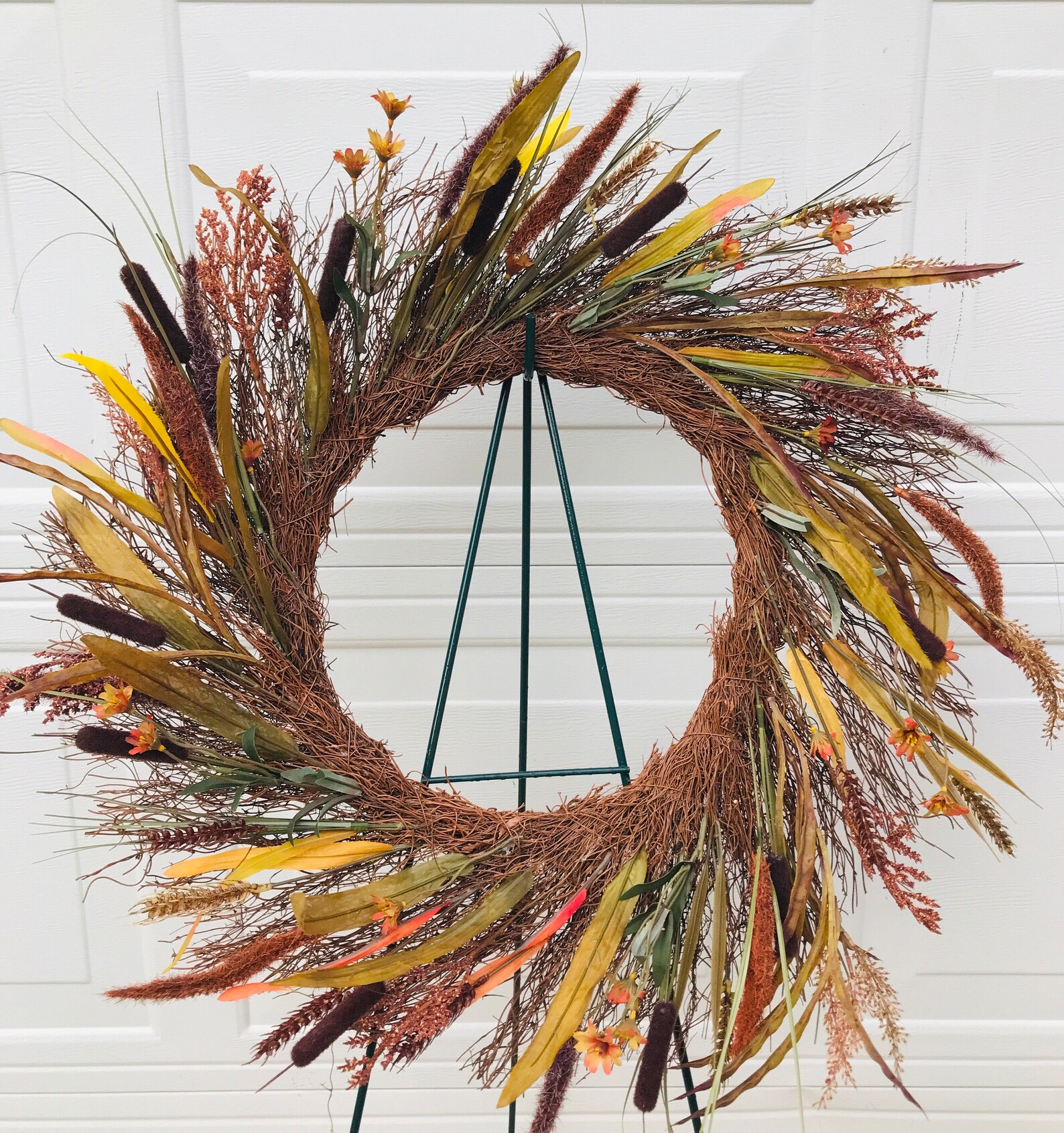 Wildflower Wheat Cattail and Foxtail Natural Fall Wispy Front - Etsy