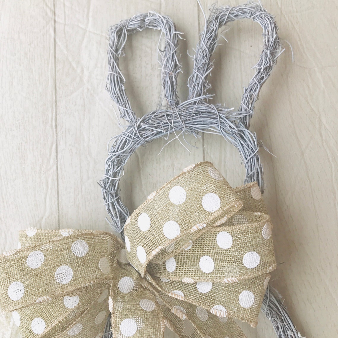 Neutral Gray Easter Bunny Front Door Wreath Mini White Rabbit - Etsy