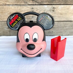 Mickey Mouse Head Lunch Box With Juice Box Holder, Vintage Mickey Lunch ...