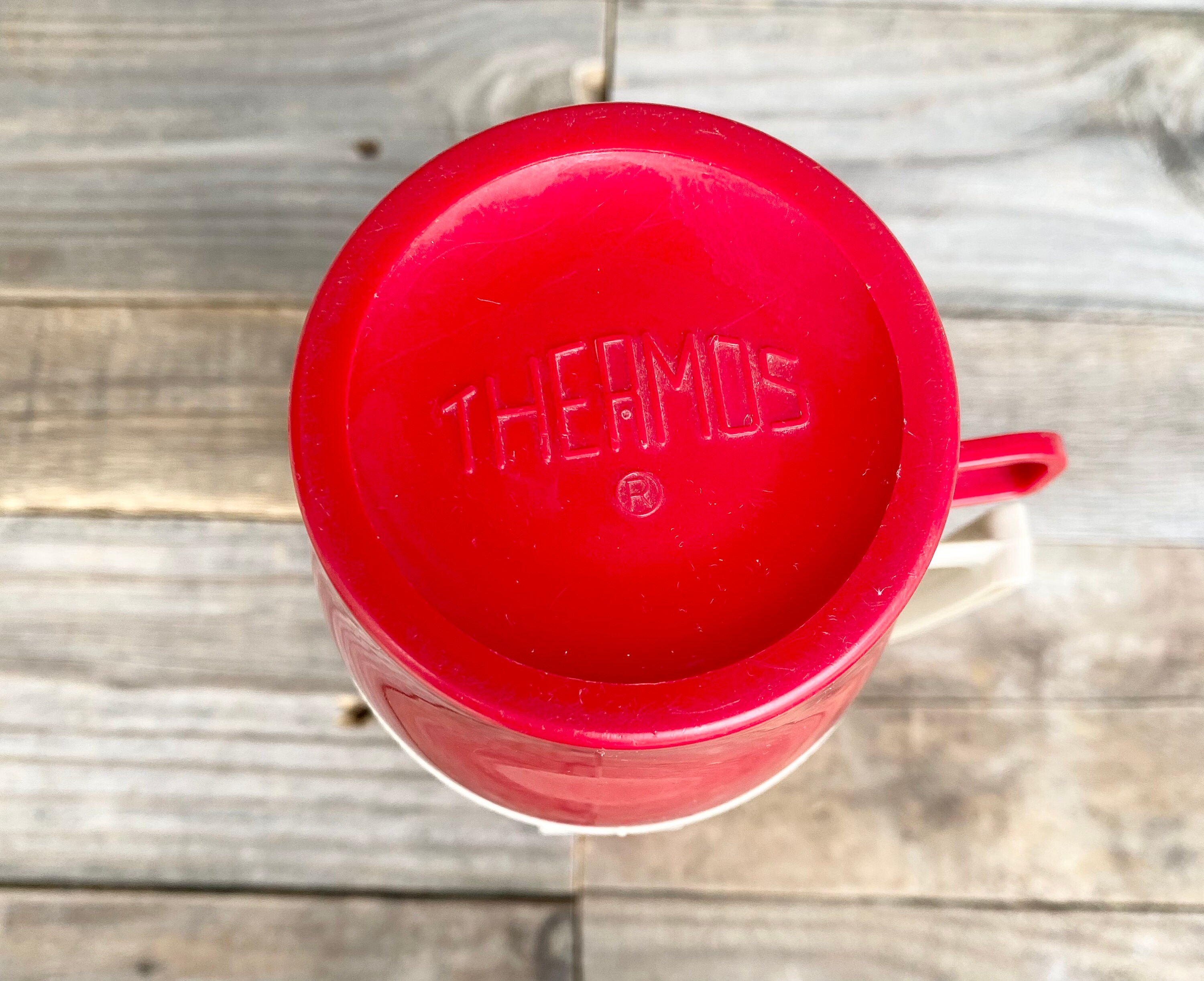 Red and Beige THERMOS , Vintage Insulated Thermos, Quart Size Thermos ...
