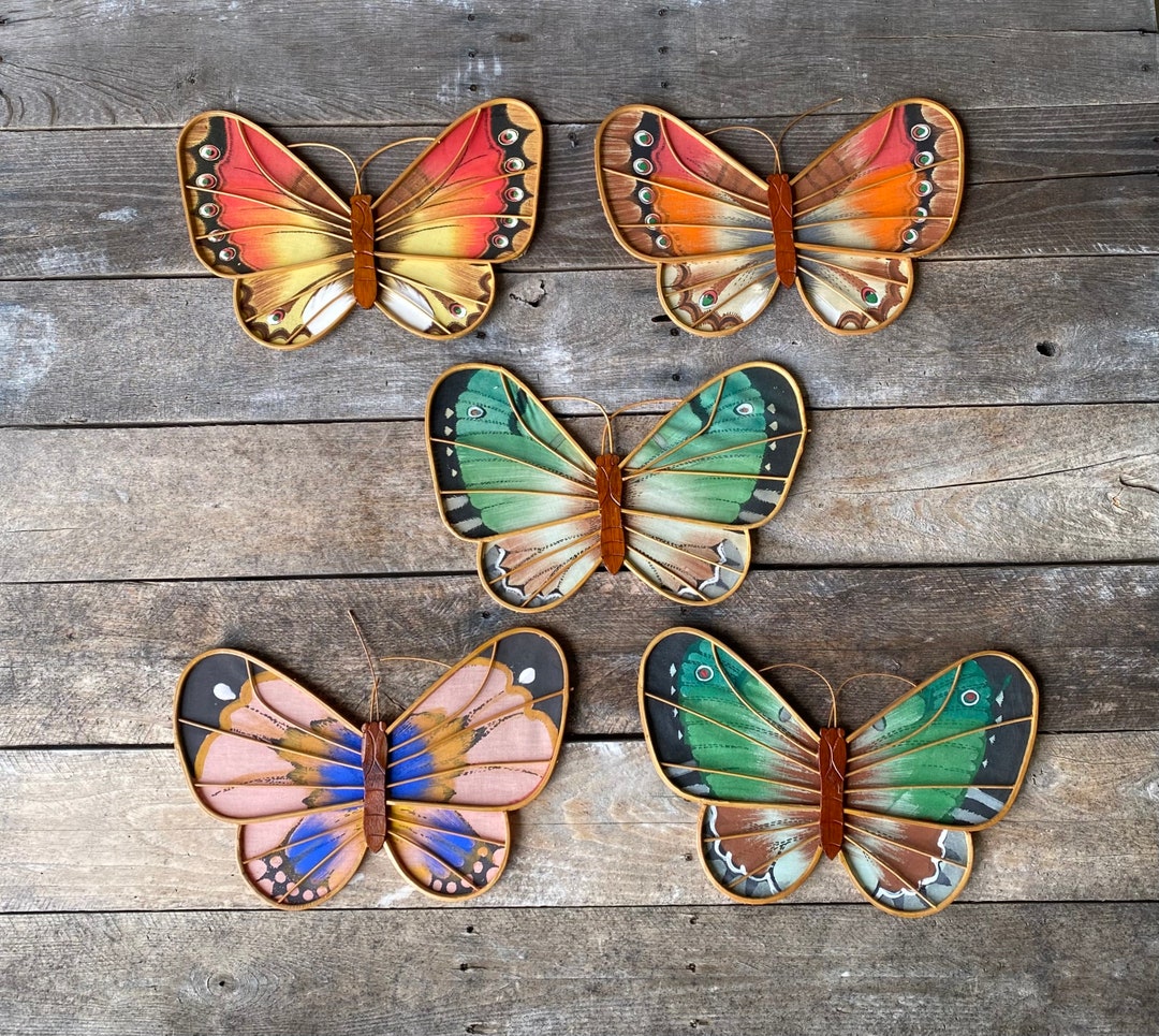 Rattan Fabric Butterfly Set, Colorful Boho Hippie Wall Art - Etsy
