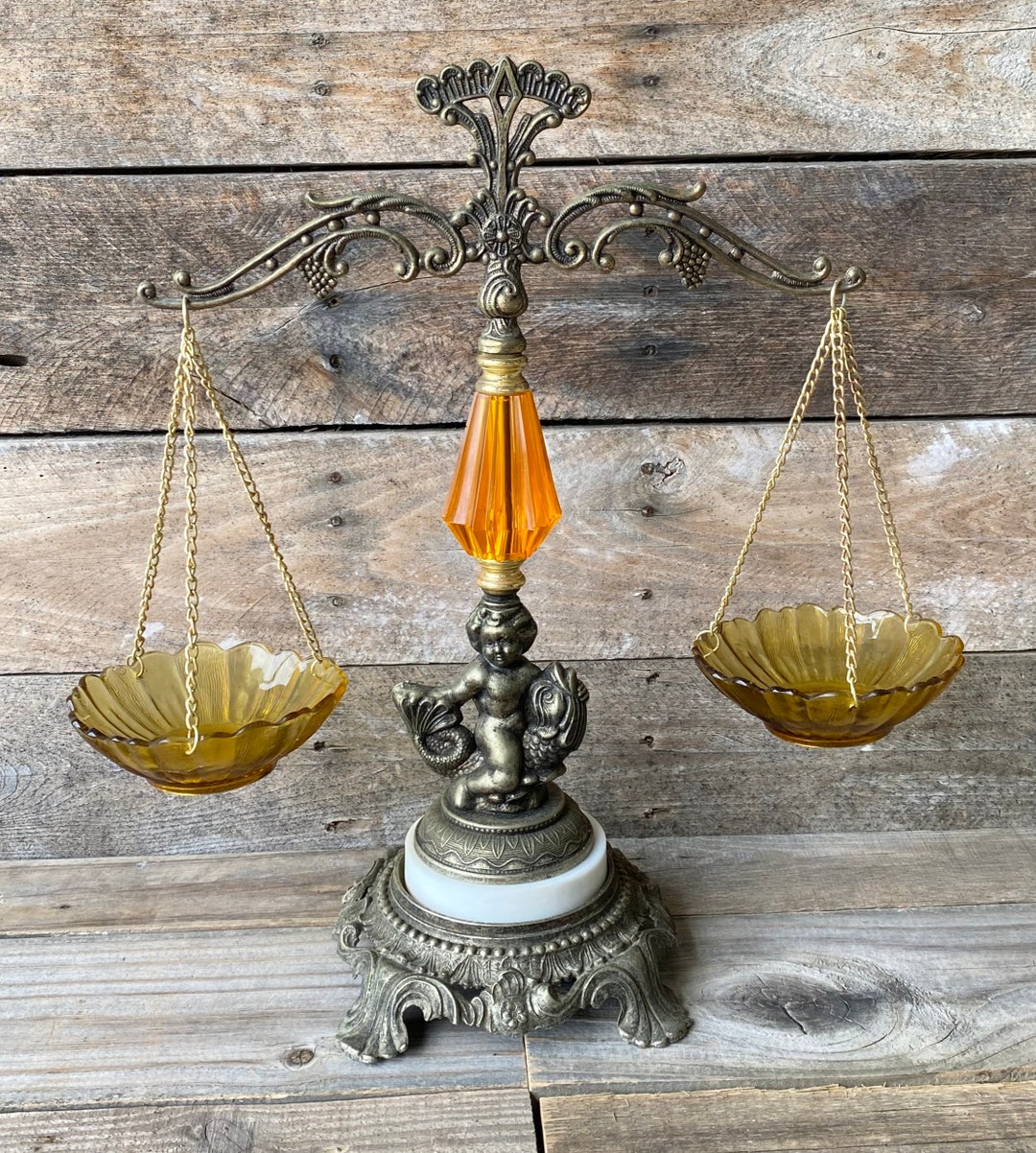 Hollywood Regency Scales of Justice, Vintage Scales, Orange Lucite and ...