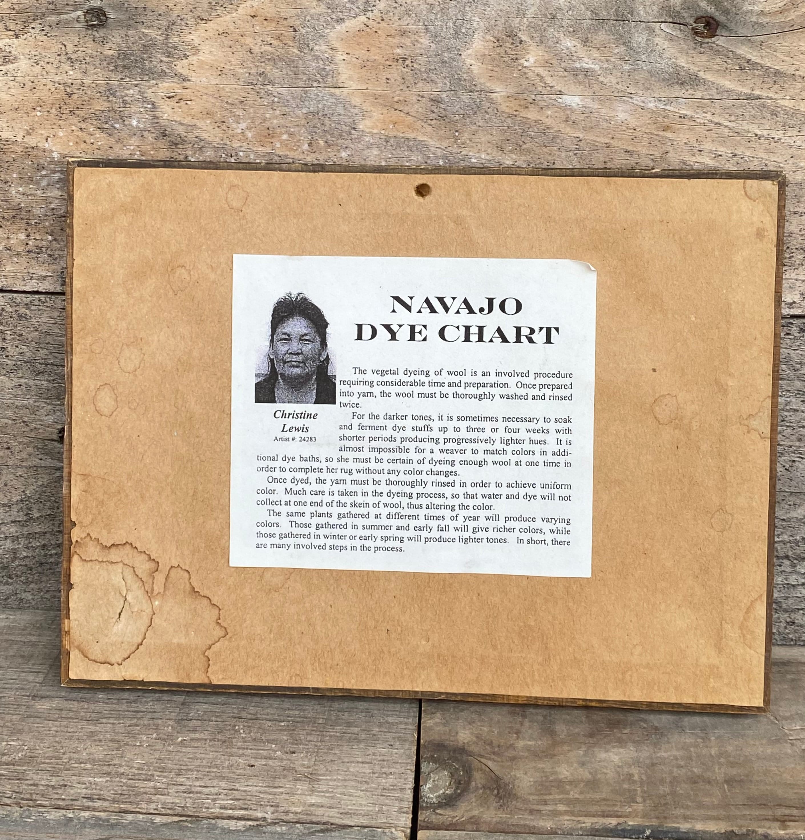 Navajo Dye Color Chart, Native American Plant Dye Chart Framed, Navajo ...