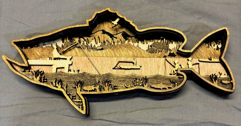 3D Bass Layered Art | Wooden Layer Art | Wood Cutout | Laser Cut Gifts ...