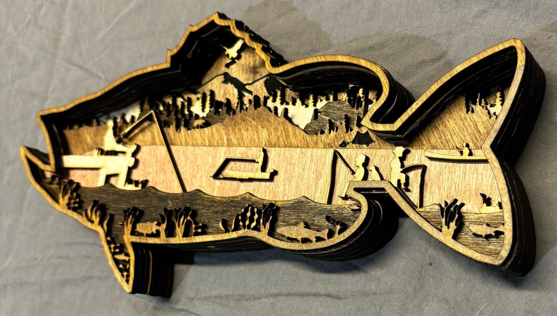 3D Bass Layered Art | Wooden Layer Art | Wood Cutout | Laser Cut Gifts ...