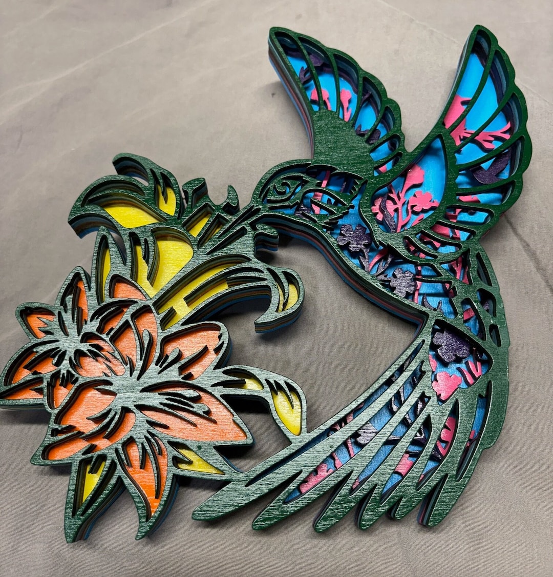 3d Humming Bird Wooden Layer Art Wood Cutout Laser Cut Gifts Gifts for ...