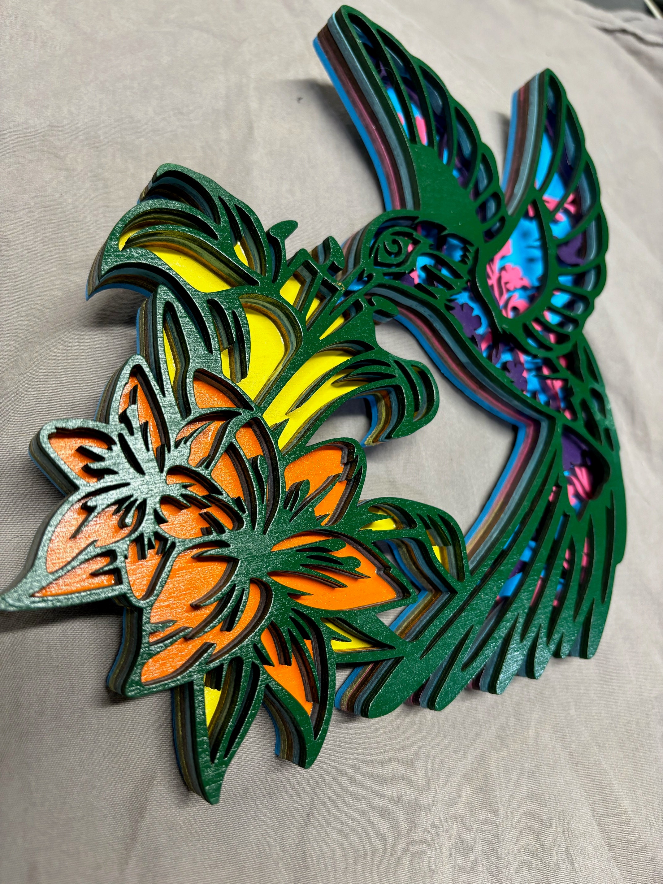 3d Humming Bird Wooden Layer Art Wood Cutout Laser Cut Gifts Gifts for ...