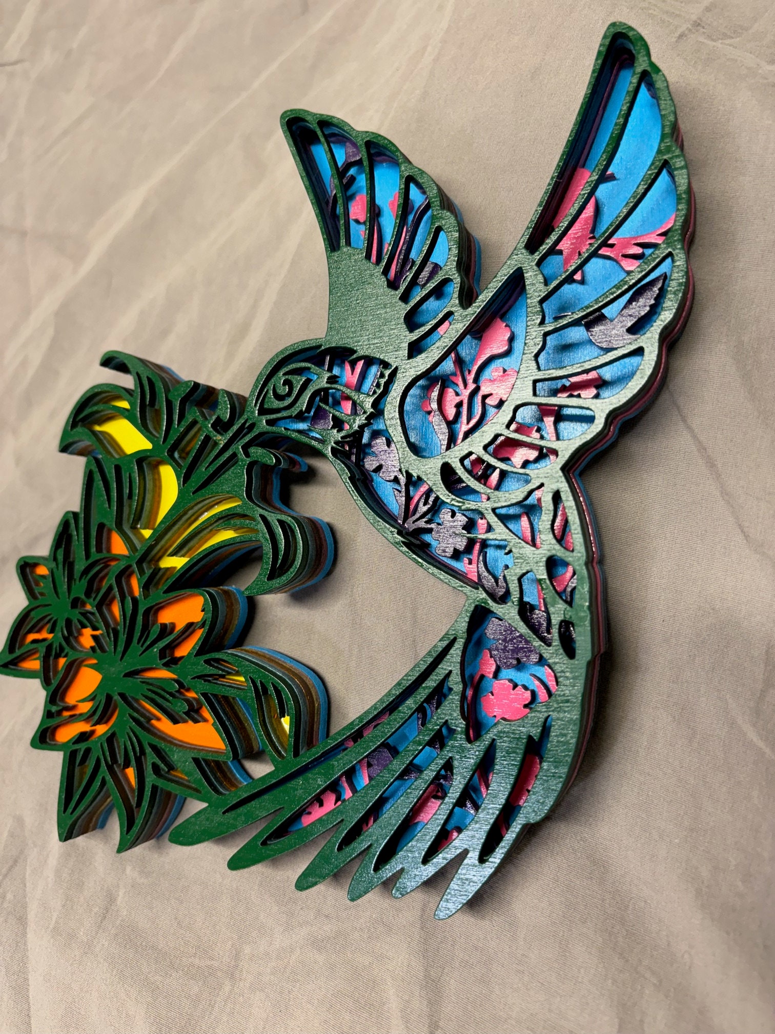3d Humming Bird Wooden Layer Art Wood Cutout Laser Cut Gifts Gifts for ...