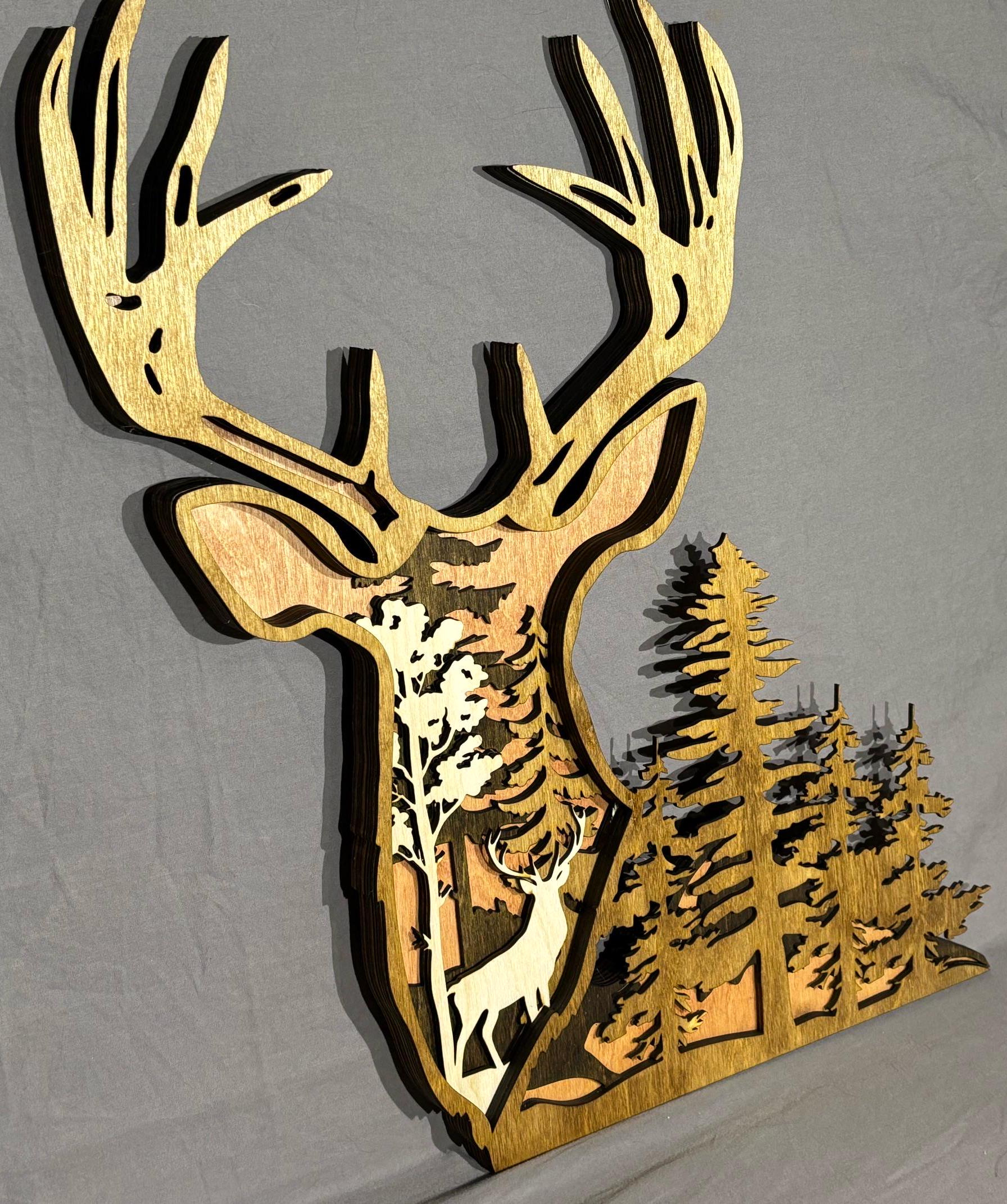 3D Deer Layered Art | Wooden Layer Art | Wood Cutout | Laser Cut Gifts ...