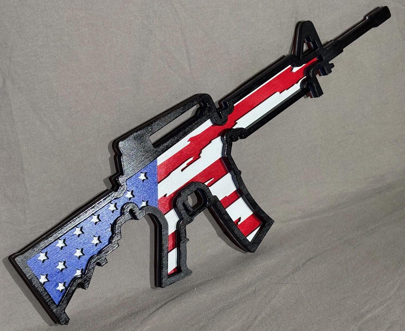 3D M4 Rifle Layered Art Wooden Layer Art Wood Cutout Laser Cut Gifts ...