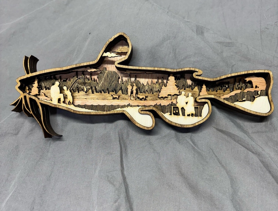 3D Catfish Layered Art | Wooden Layer Art | Wood Cutout | Laser Cut ...