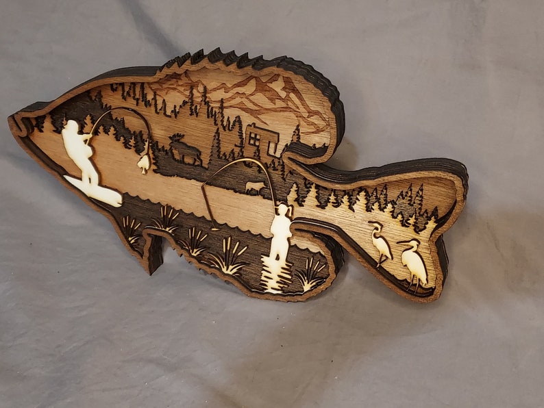 3D Crappie Layered Art | Wooden Layer Art | Wood Cutout | Laser Cut ...