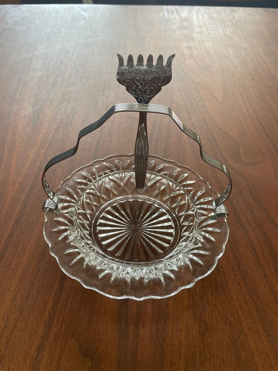 Vintage Glass Serving dish with Server | Etsy